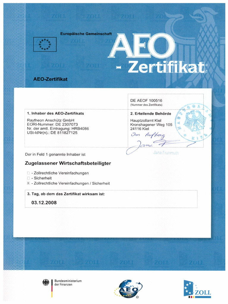 AEO Certificate | PDF