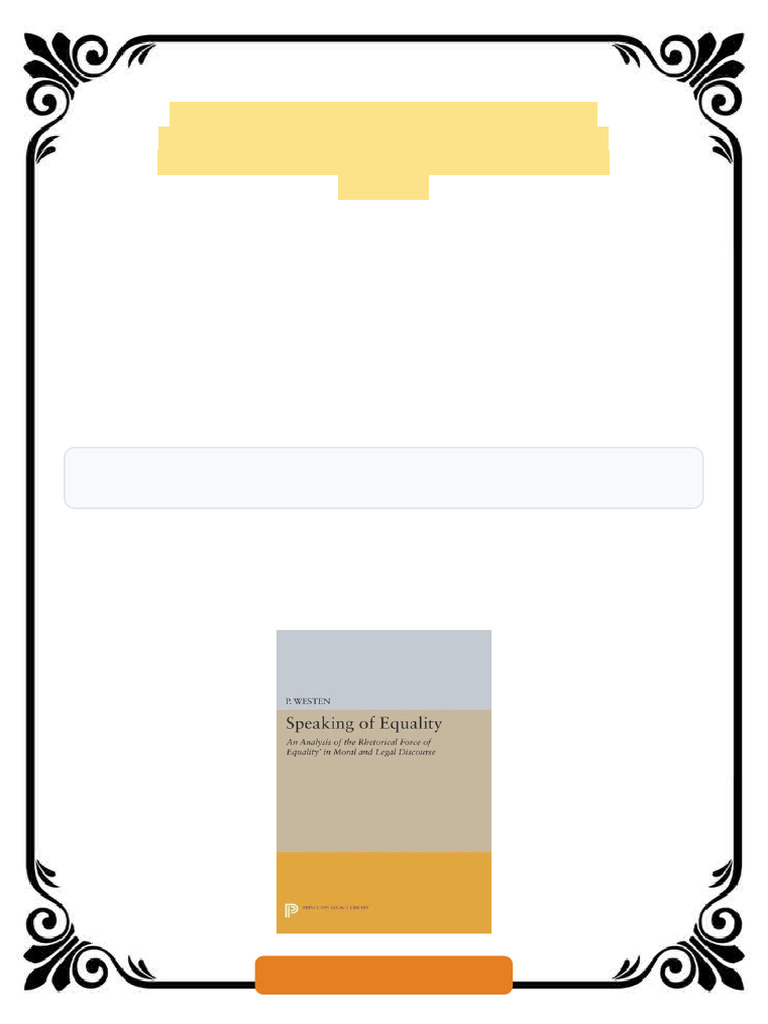 Speaking of Equality An Analysis of The Rhetorical Force of Equality in ...