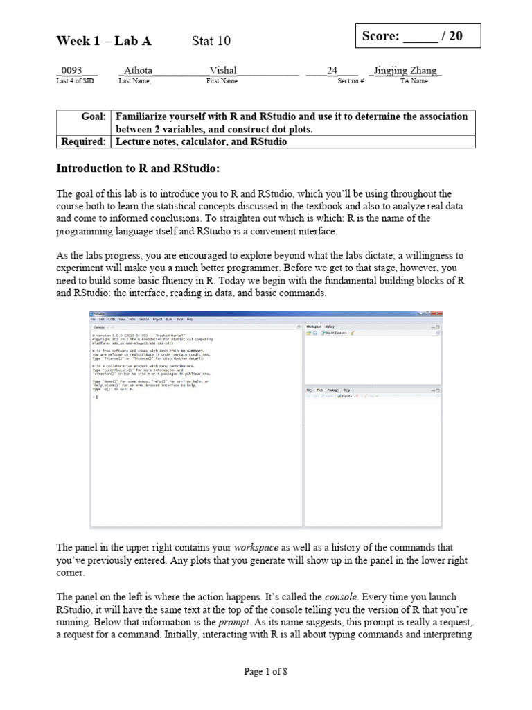 Stat 10 Lab 1 | PDF | Command Line Interface | Scatter Plot