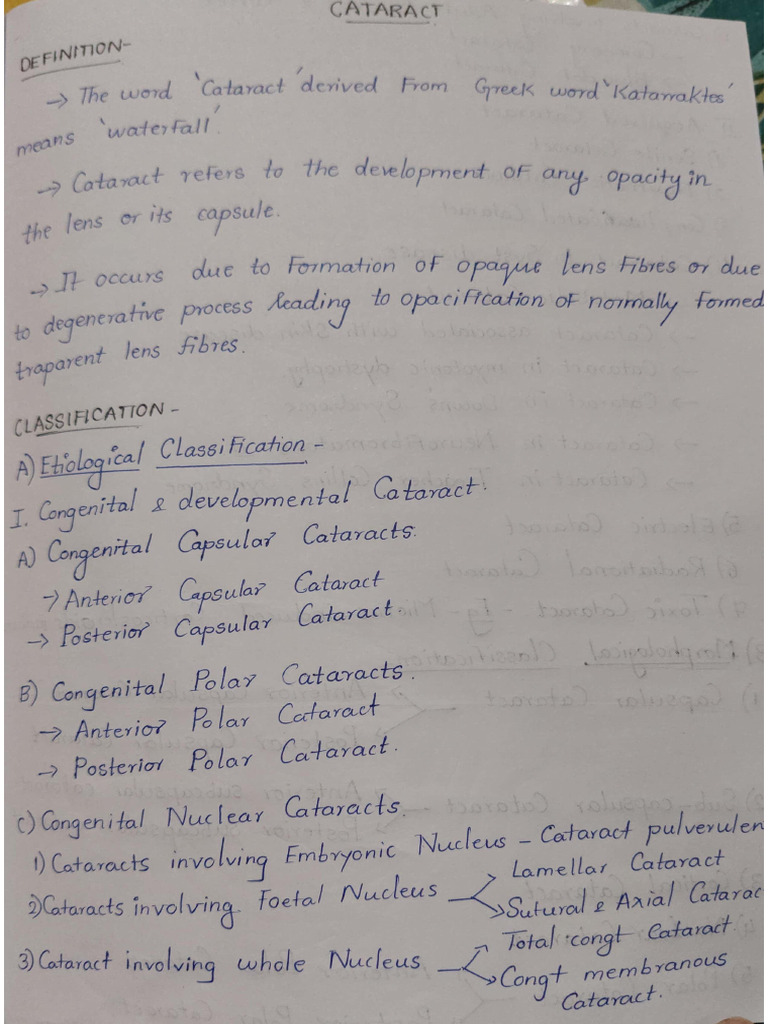 Cataract Definition and Classification | PDF