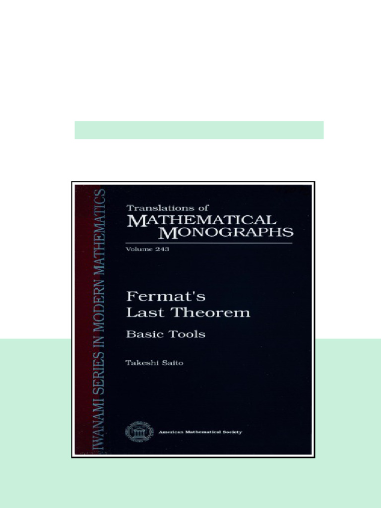 Fermats Last Theorem Basic Tools Takeshi Saito Kindle & PDF Formats ...