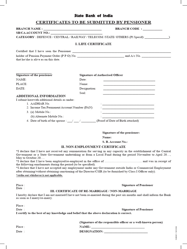 Life Certificate Form | PDF | Taxes