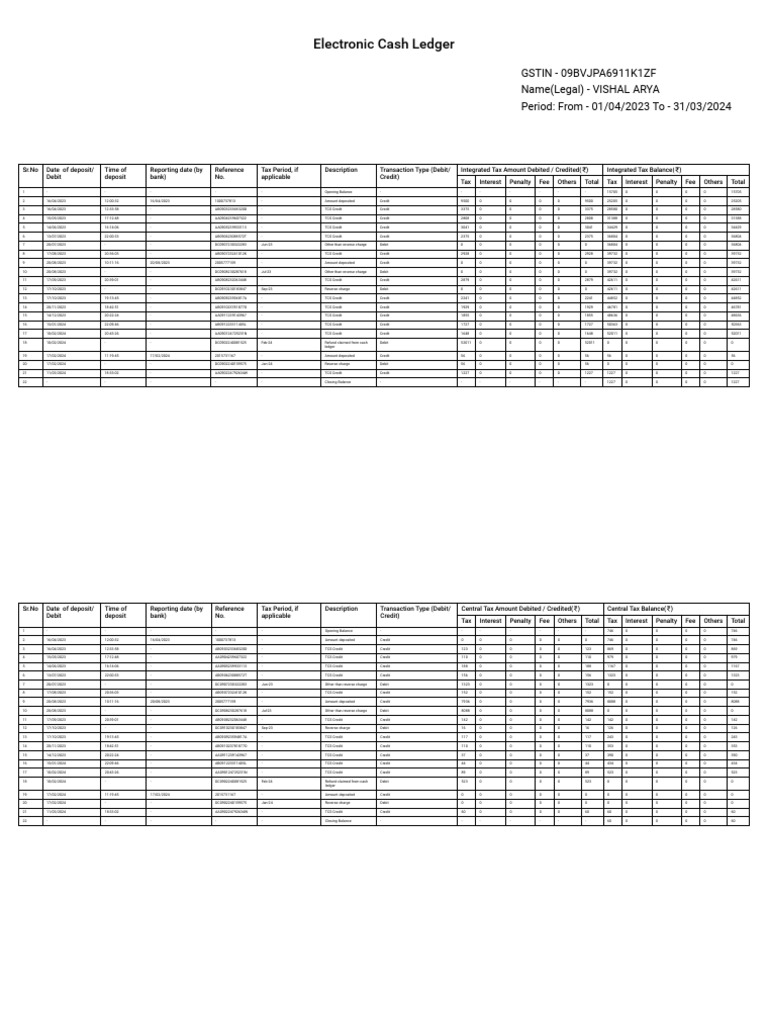 Electronic Cash Ledger | PDF | Credit Card | Debits And Credits