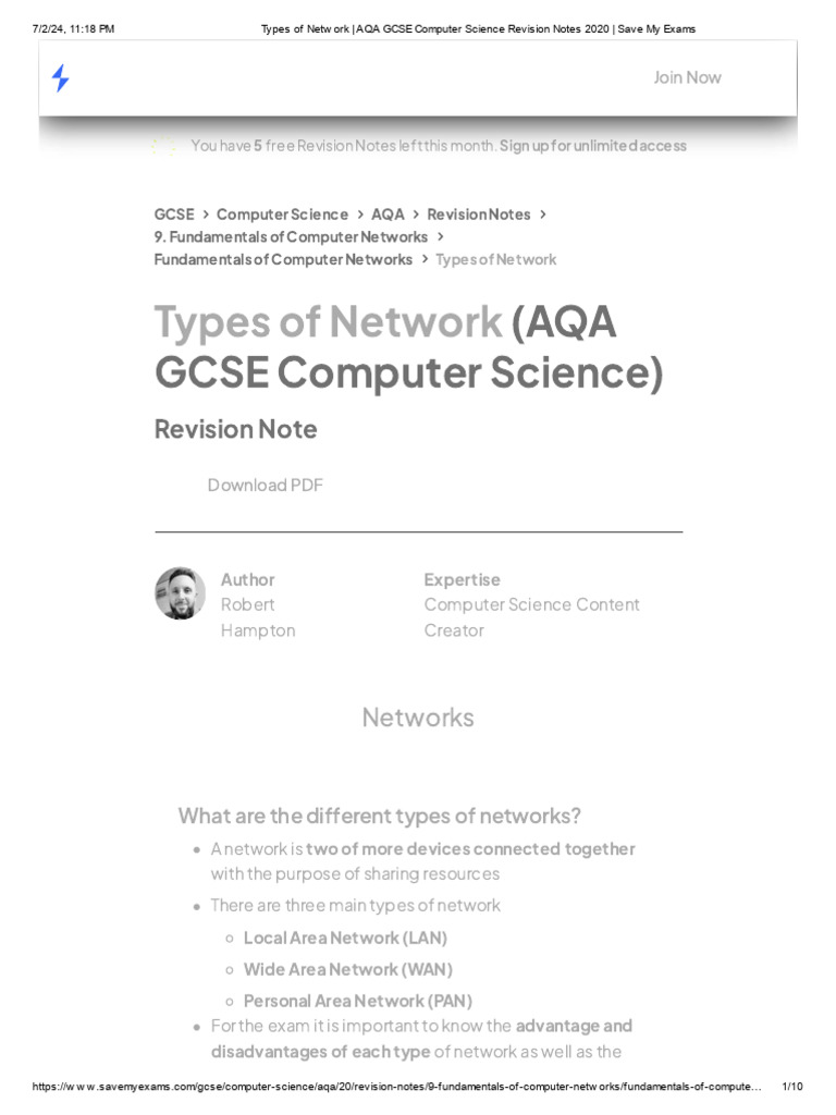 Types of Network _ AQA GCSE Computer Science Revision Notes 2020 _ Save ...