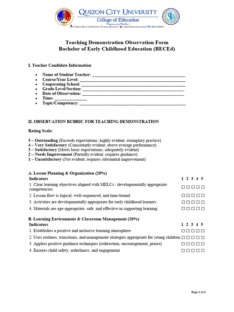 QCU_Teaching-Demonstration-Form (1)_copy.dox | PDF | Differentiated ...