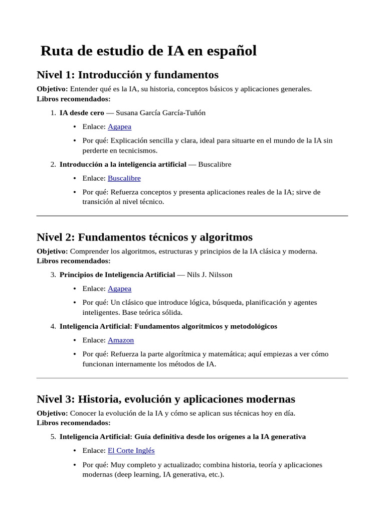 Ruta de estudio de IA en español | PDF | Inteligencia artificial ...
