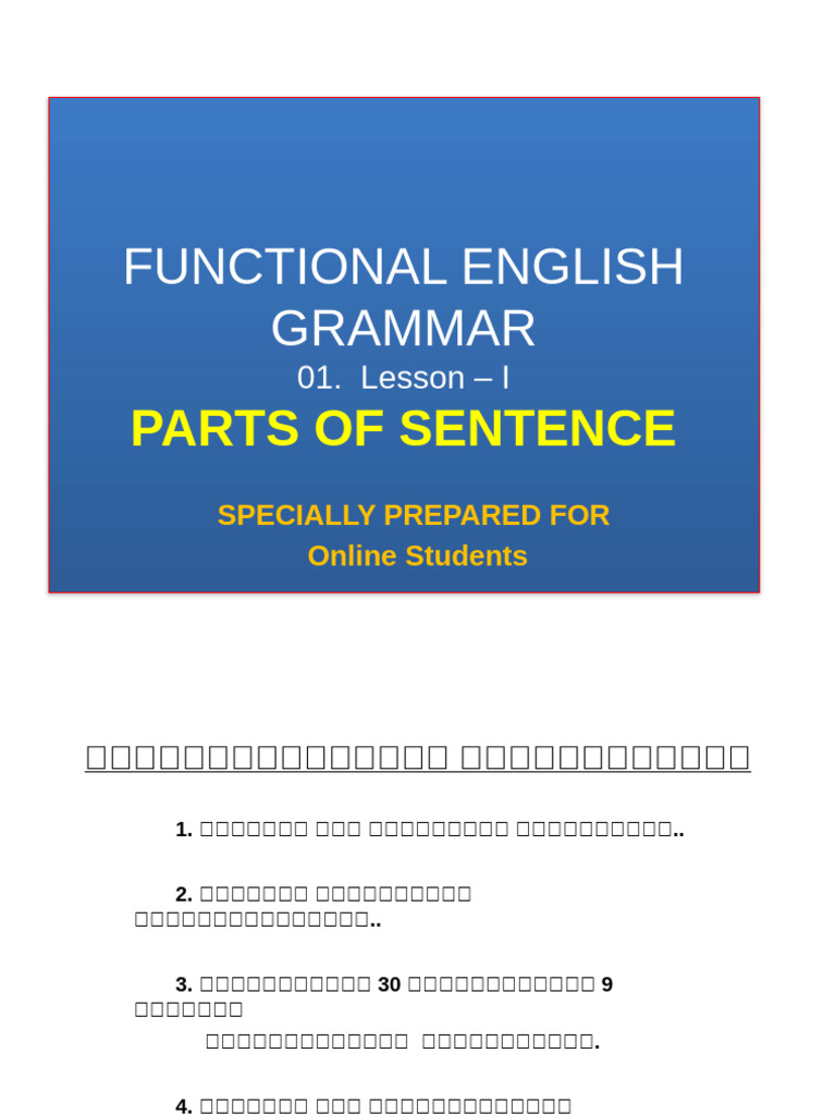 ENGLISH For SUCCESS - 01-Parts of Sentence | PDF