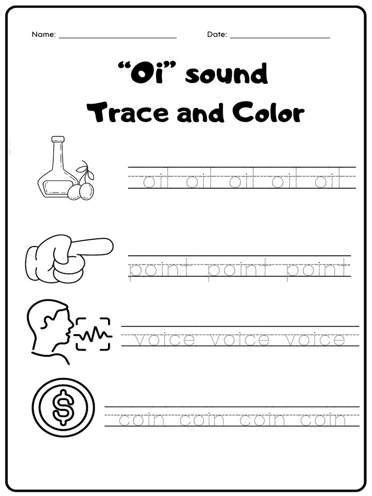 "Oi Sound Tracing and Coloring Activity" | PDF