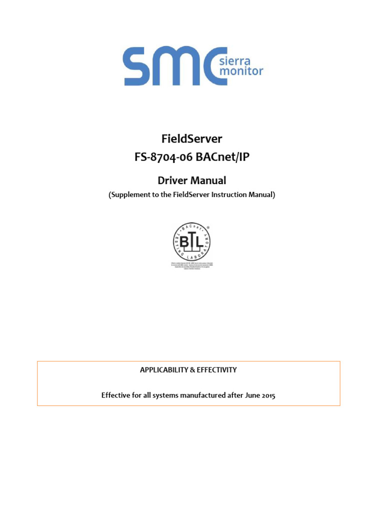 FS-8704-06 BACnet IP | PDF | Port (Computer Networking) | Computer Network