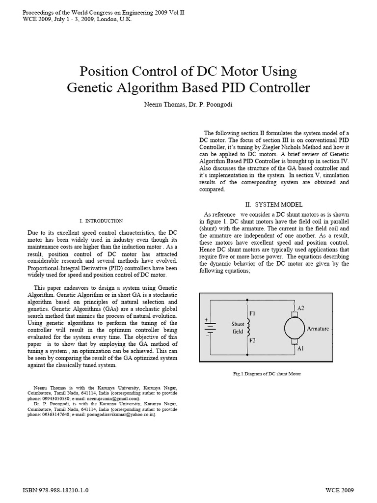 Position Control of DC Motor UsingGenetic Algorithm Based PID ...