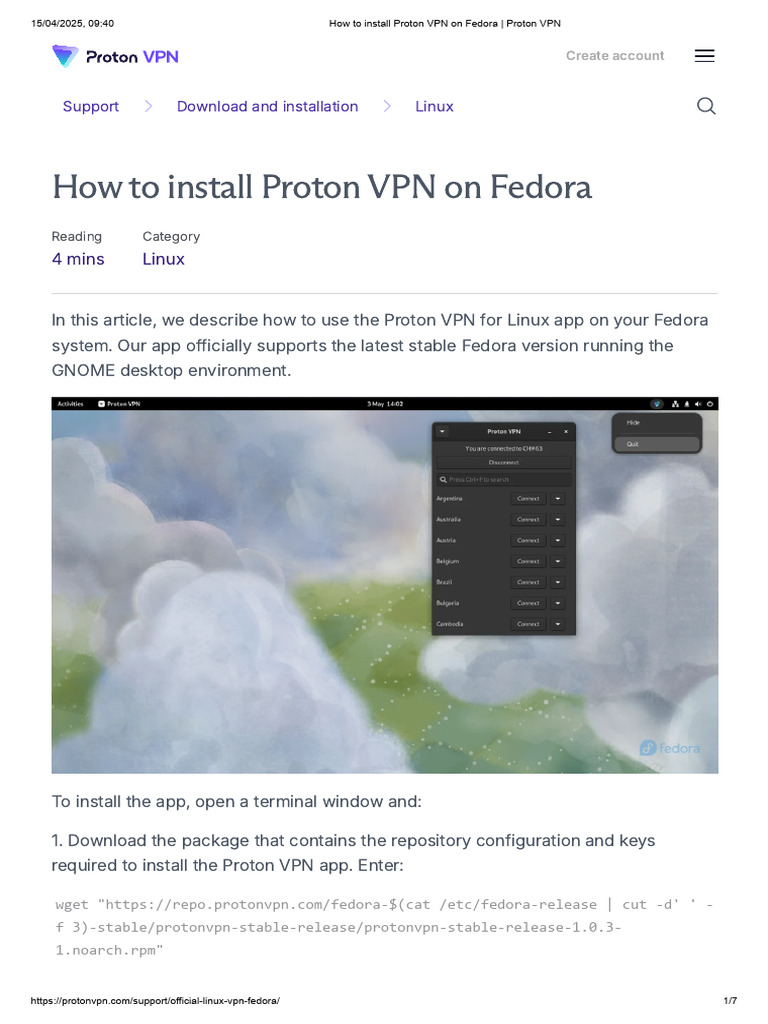 How to Install Proton VPN on Fedora _ Proton VPN | PDF | Software | System Software