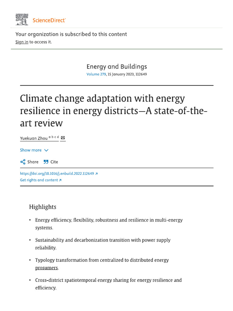 Climate Change Adaptation With Energy Resilience in Energy Districts-A ...