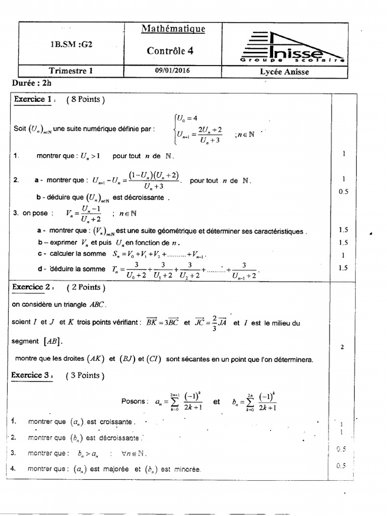 1BAC 2015 2016 SMF S1 C4 Maths | PDF