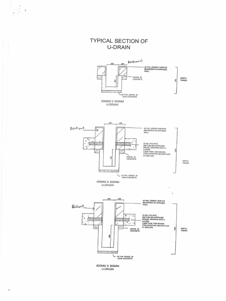 Typical Section of U-Drain | PDF