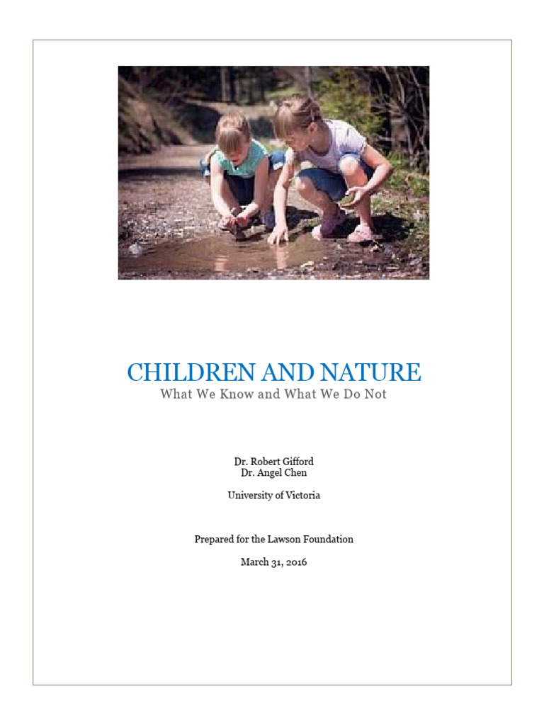 Children and Nature What We Know and What We Do Not | PDF | Experiment ...
