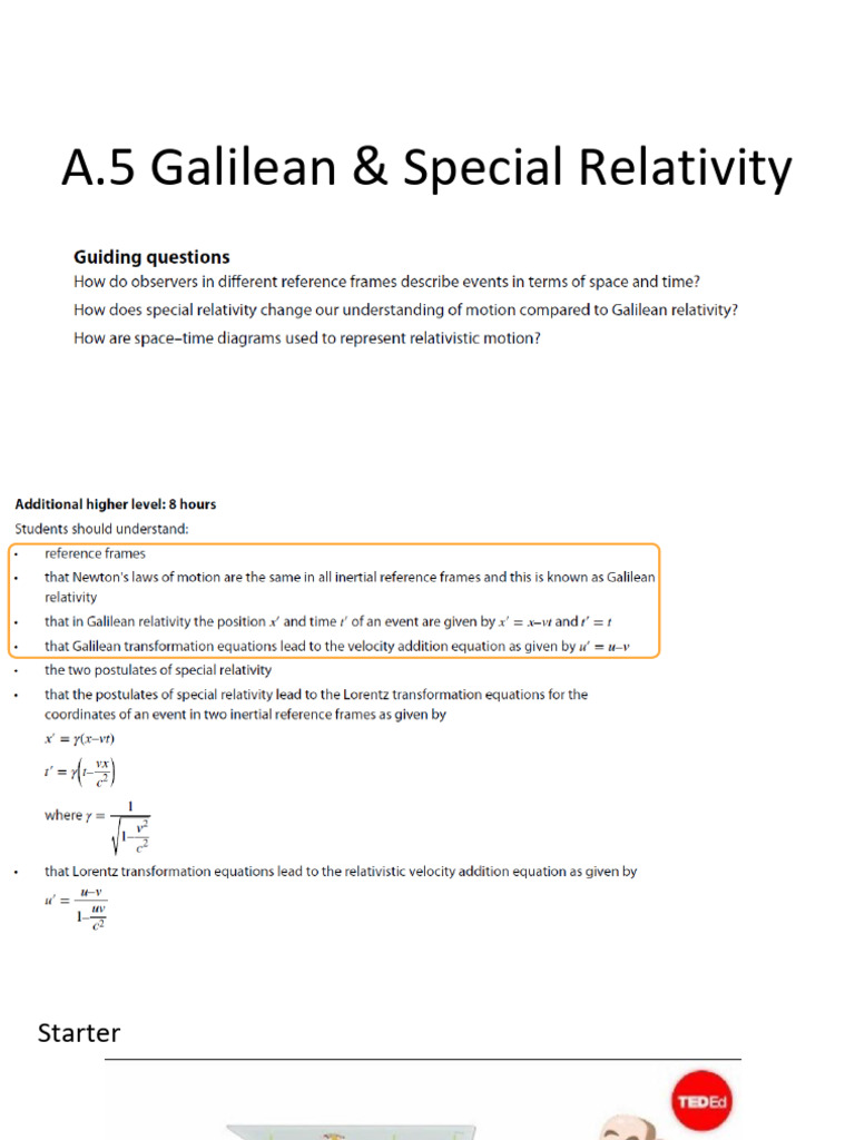 Understanding Galilean Relativity Concepts | PDF | Special Relativity ...