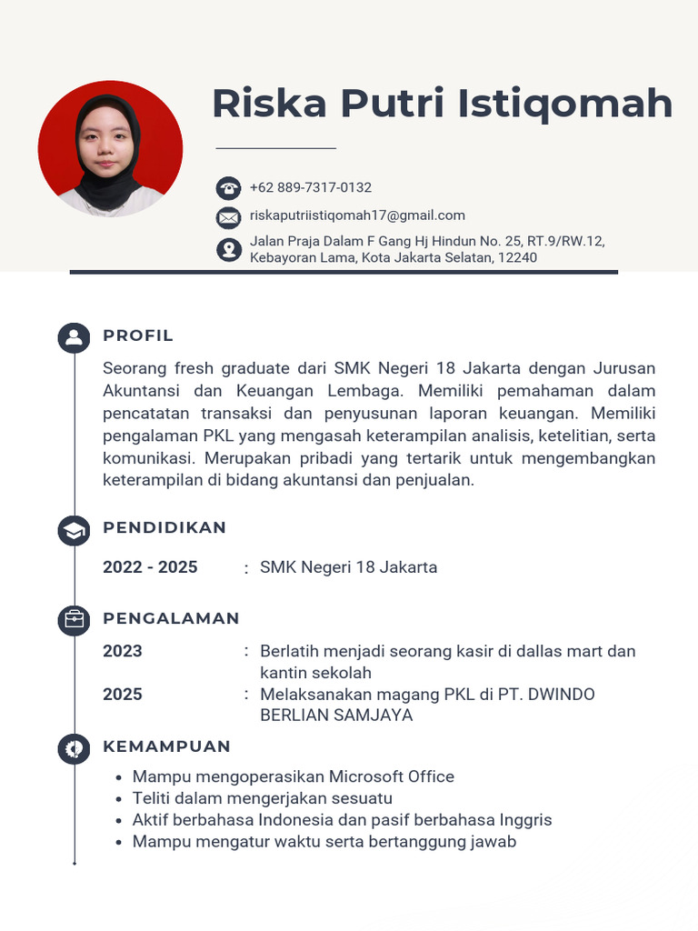 CV - RISKA PUTRI ISTIQOMAH_20250721_171446_0000 | PDF