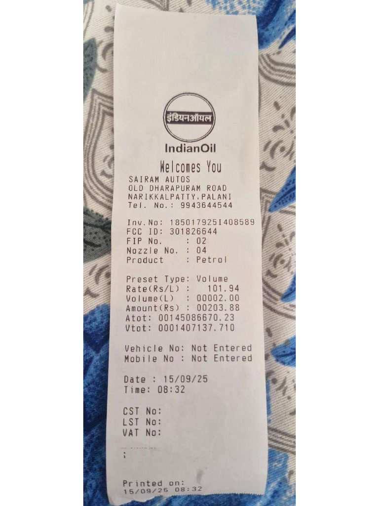 Petrol Bill Week 7 | PDF
