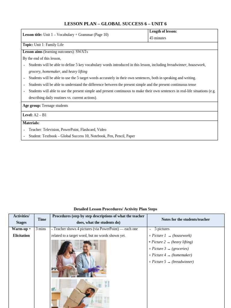 Lesson Plan - GS 10 - Unit 1 | PDF | Linguistics | Grammar
