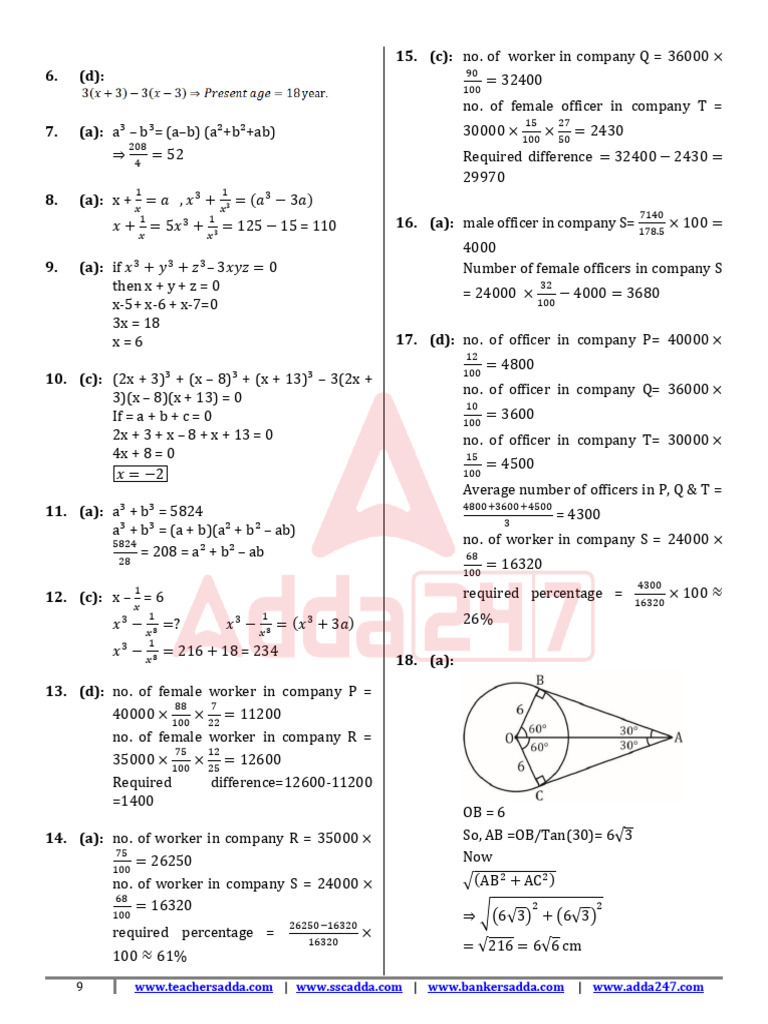 100 Quantitative Aptitude Questions With Solutions for SSC CGL Tier 2 ...