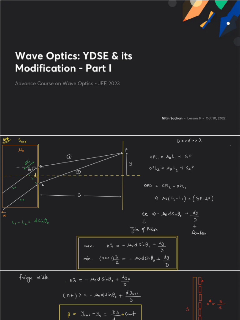 Wave Optics YDSE Its Modification Part I With Anno (3) | PDF