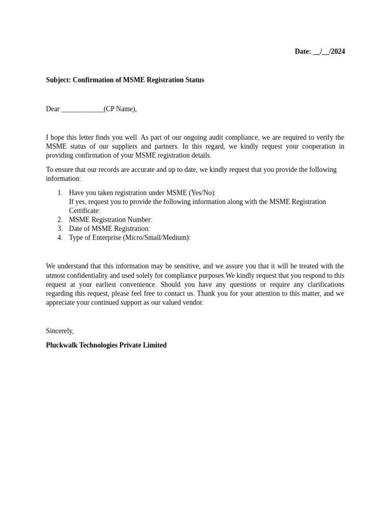 MSME Registration Confirmation Format | PDF