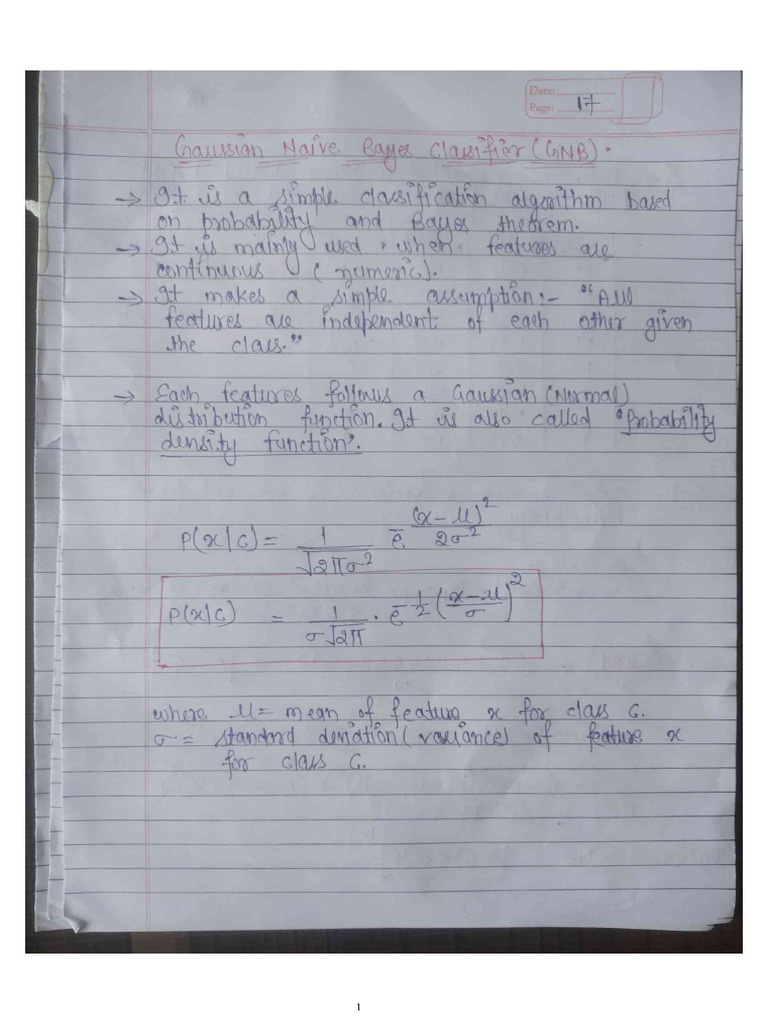 Gaussian Naive Bayes Classifier | PDF