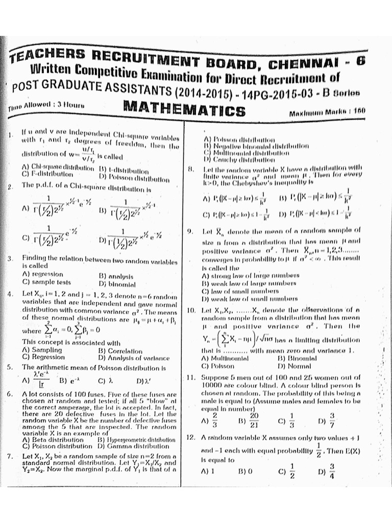 PG TRB 2015 Question Paper | PDF