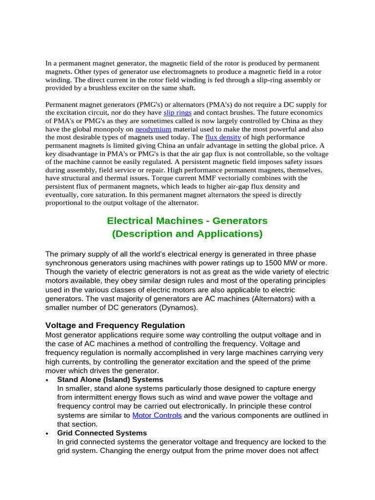 Permanent Magnet Generator | PDF | Electric Generator | Electric Motor