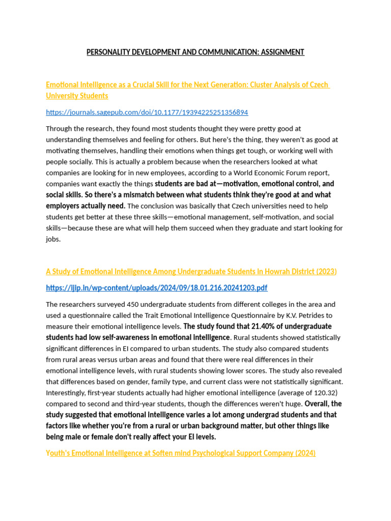 Princy Vishnoi 230657 Sec Assignment | PDF | Emotional Intelligence ...