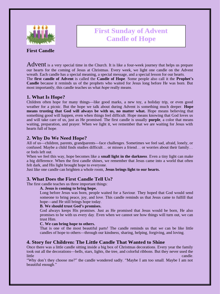 Advent - 1st Candle Year A | PDF | Advent