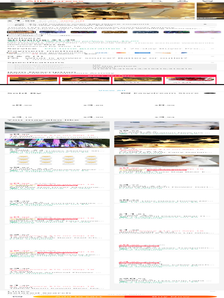 1020 LED Star Light String Twinkle Garlands Battery Powered Christmas ...