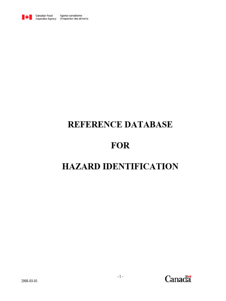 Hazard Identification Reference Database | PDF | Fruit Preserves | Foods