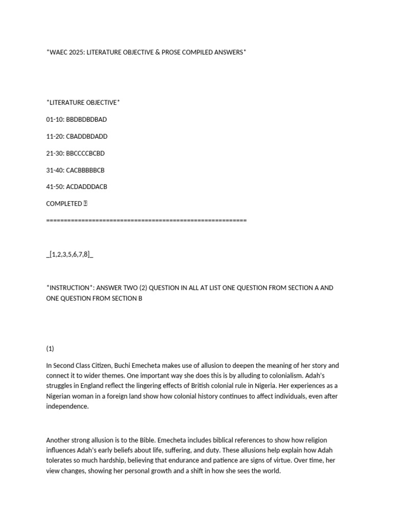 Waec 2025 - Lite-Wps Office | PDF | Wuthering Heights | Heathcliff ...