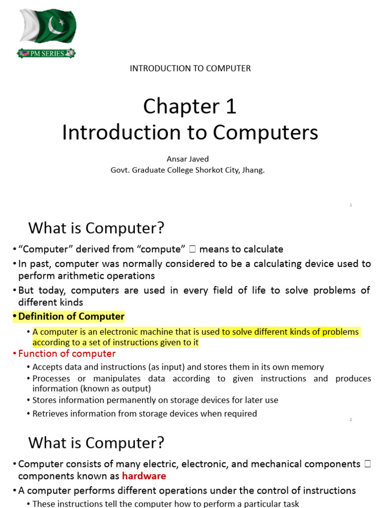 Ch-01 (Comp) - Introduction To Computers | PDF | Personal Digital ...
