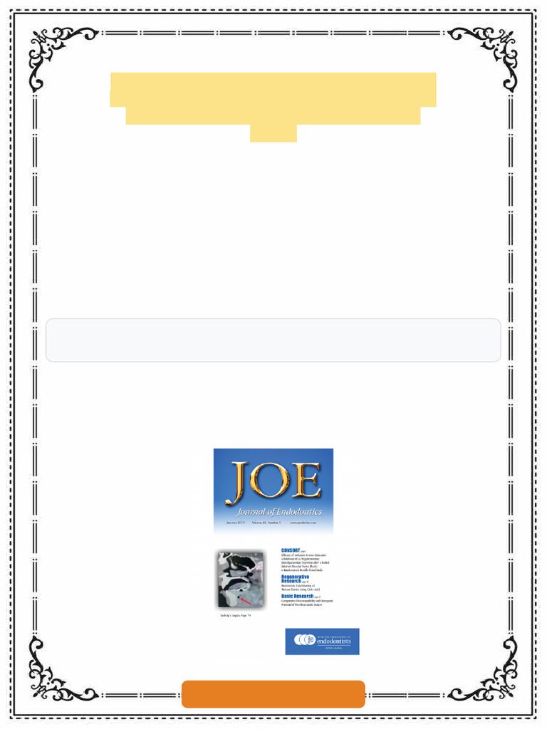 Journal of Endodontics January 2019 Volume 45 Issue 1 1st Edition by ...