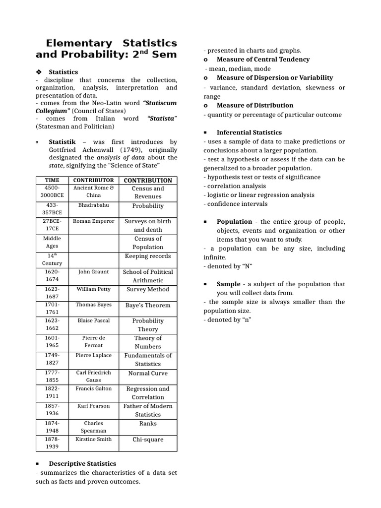 Overview of Statistics and Probability | PDF | Statistics | Scientific ...