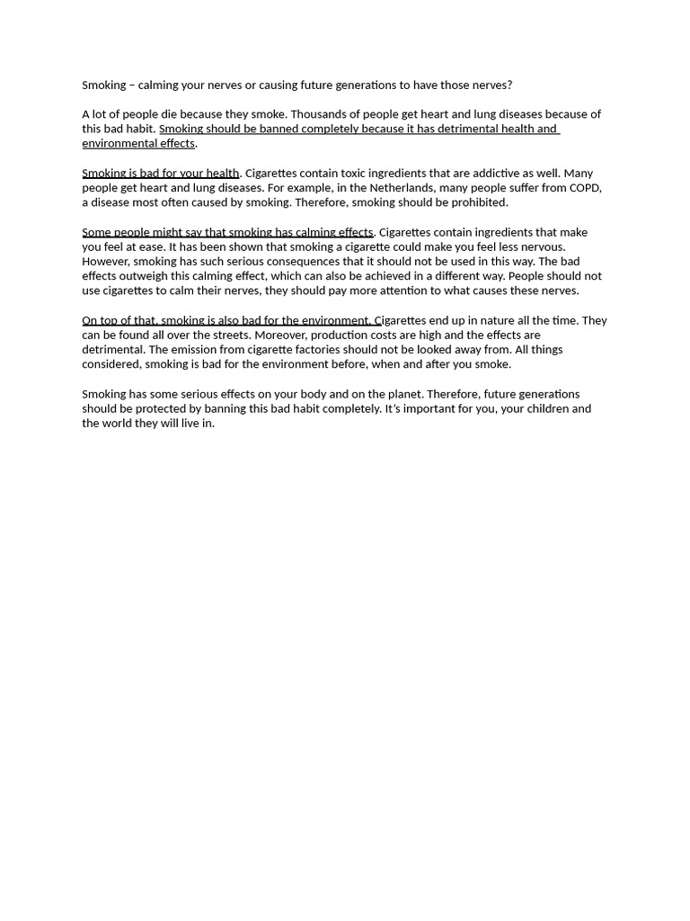 Smoking Example Essay 1 | PDF