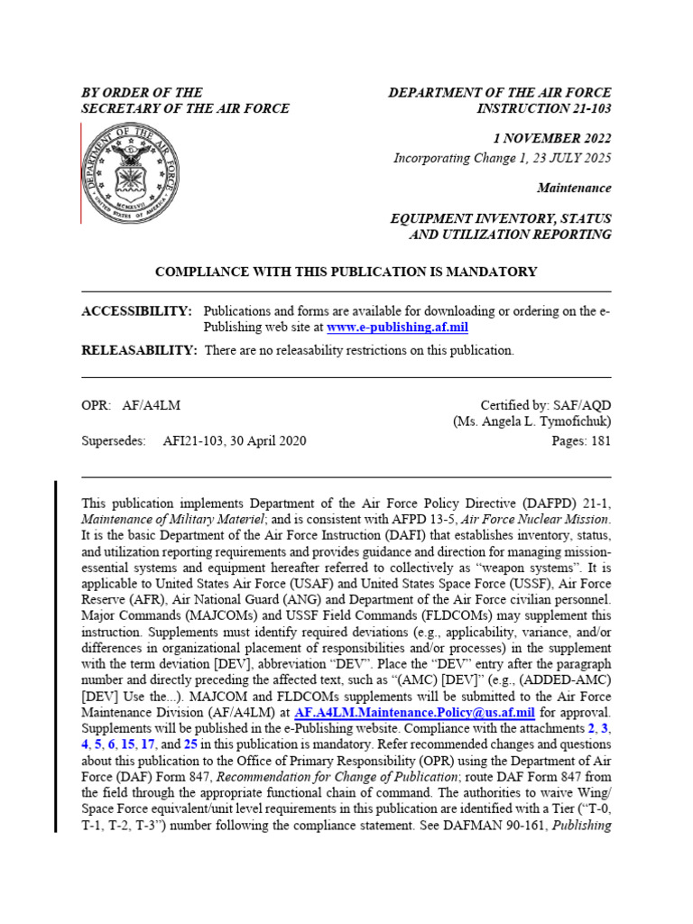 Air Force Equipment Inventory Reporting | PDF | Intercontinental ...