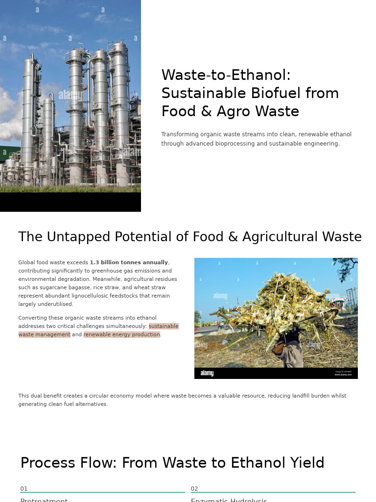 Waste to Ethanol Sustainable Biofuel From Food and Agro Waste (1) | PDF ...