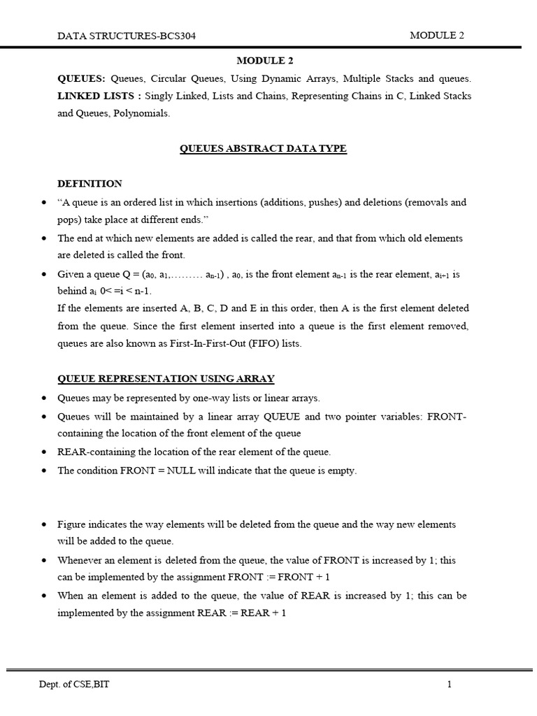 BCS304-module-2-1-13 | PDF | Queue (Abstract Data Type) | Computer Data