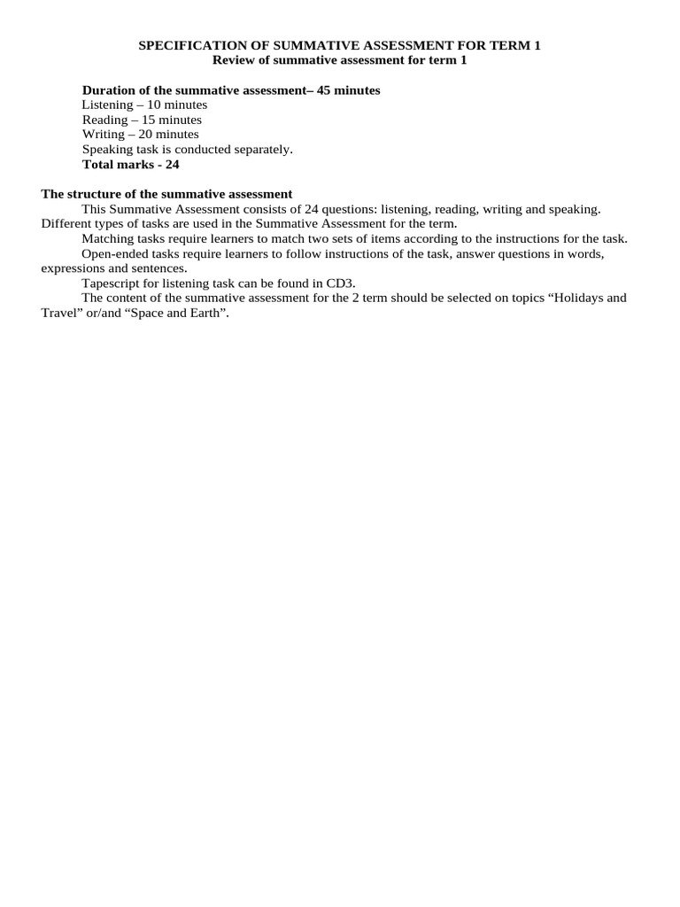 Term 1 Summative Assessment Guide | PDF | Planets | Vocabulary