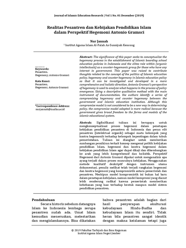 Hegemoni Pendidikan Pesantren di Indonesia | PDF