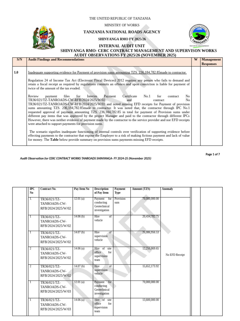 Cerc Finding Sheet Shinyanga | PDF | Specification (Technical Standard ...