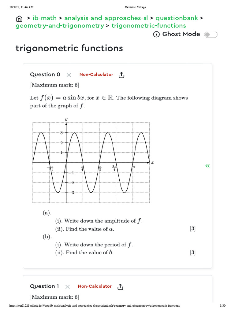 Trigonometric Functions Question Bank | PDF | Coordinate System ...