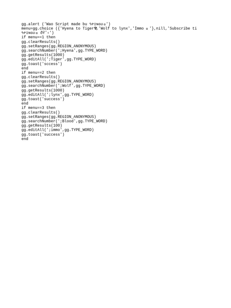 ?Wild Animals Online Script Made Bu Pingu? | PDF