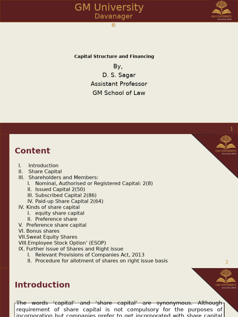 GMU - PPT - Company Law - 2.0 | PDF | Stocks | Preferred Stock