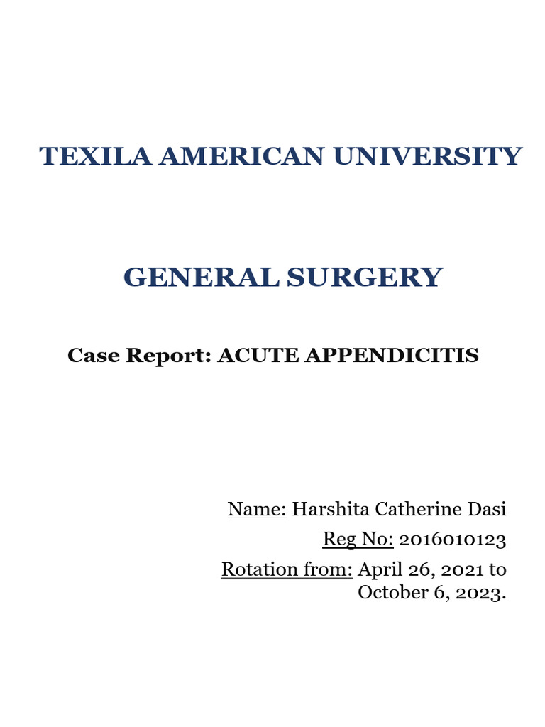Appendicitis Case Report | PDF | Medical Specialties | Clinical Medicine