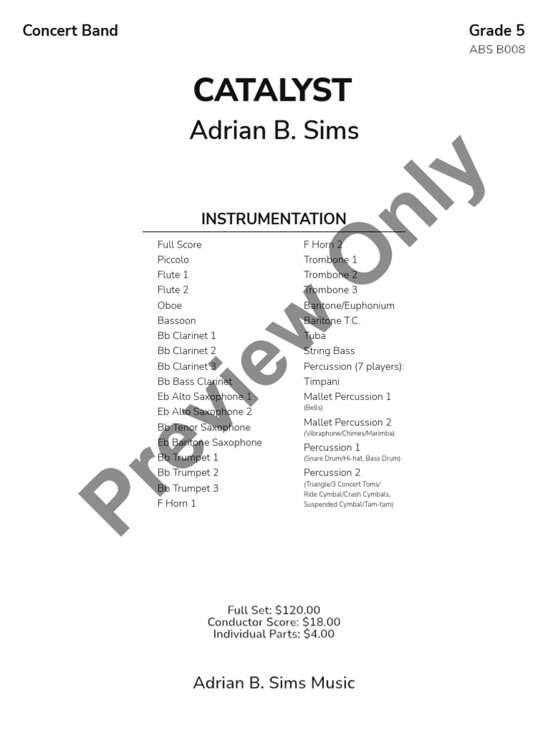 Catalyst by Adrian B. Sims - Concert Band | PDF | Trombone | Orchestras