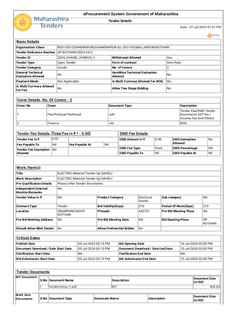 EProcurement System Government of Maharashtra | PDF | Legal Tender ...
